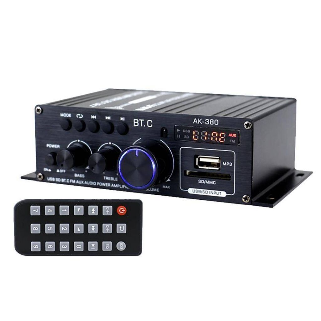 AK 380 radio amplifier, pojačalo 80 w prave snage 40w x 2 za razliku