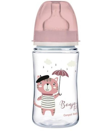 Canpol Babies flašica 240 ml široki vrat pp - bonjour paris 35/232 pink