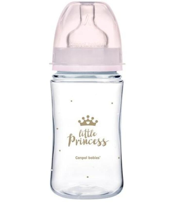 Canpol Babies flašica 240 ml široki vrat pp - royal baby 35/234 pink