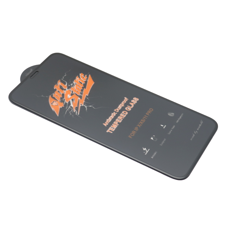 Iphone X/XS/11 Pro - Staklena folija (zastitno kaljeno staklo) za ekran ANTISTATIC crna (MS)