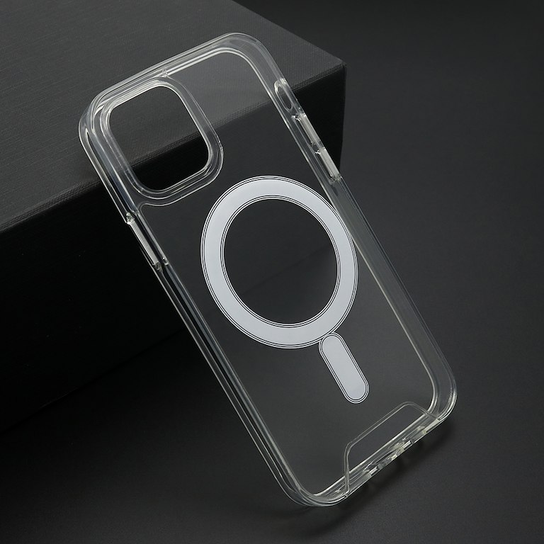 iPhone 12 - Zastitna silikonska maska (futrola) MAGNETIC CONNECTION (6.1)providna (bela) (MS)