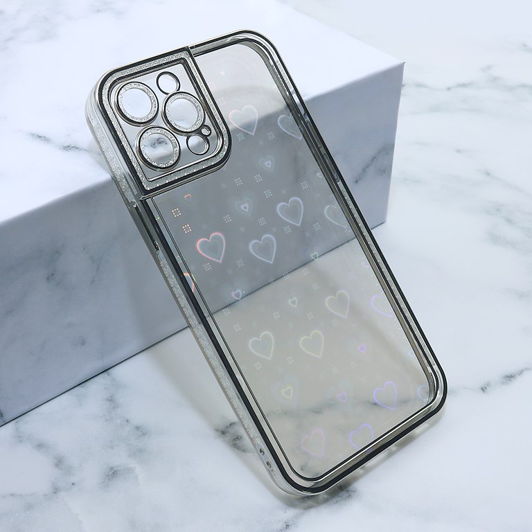 iPhone 12 Pro Max 6.7 - Zastitna maska (futrola) Heart IMD srebrna (MS)
