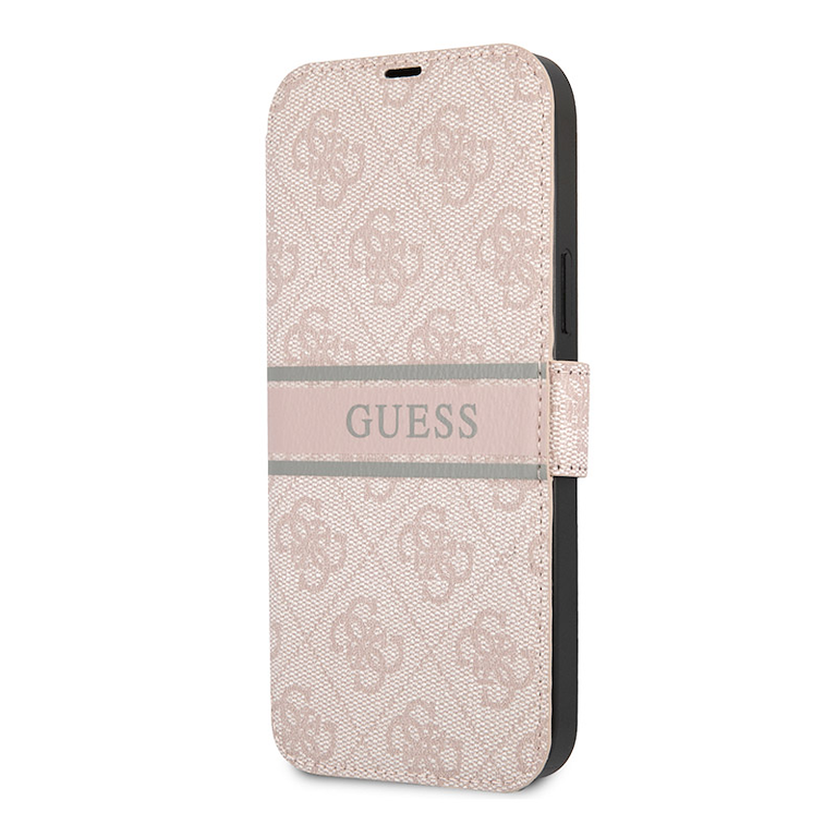iPhone 13 Pro - Zastitna maska (futrola) Guess Stripe Bk Pu roze (GUBKP13L4GDPI)