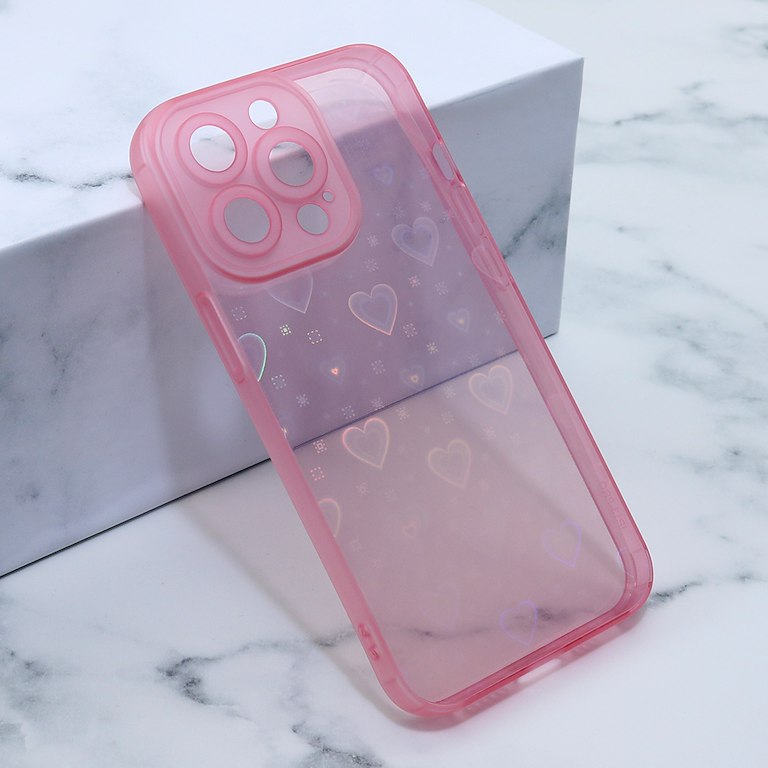 iPhone 13 Pro - Zastitna maska (futrola) Heart Color IMD roze (MS)