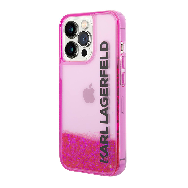 Iphone 14 Pro - Zastitna maska (futrola) Karl Lagerfeld Liquid Glitter Elong Hard pink Full ORG (KLHCP14LLCKVF) (MS)