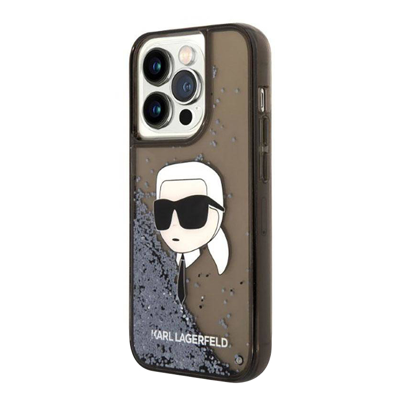 Iphone 14 Pro - Zastitna maska (futrola) Karl Lagerfeld Liquid Glitter NFT Karl's Head Hard crna Full ORG (KLHCP14LLNKHC) (MS)