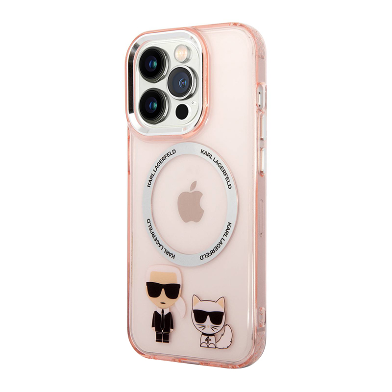 Iphone 14 Pro - Zastitna maska (futrola) Karl Lagerfeld Magsafe With Ring pink Full ORG (KLHMP14LHKCP) (MS)