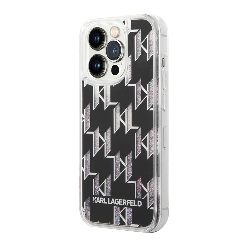 Iphone 14 Pro - Zastitna maska (futrola) Karl largerfeld Liquid Glitter Monogram Pattern & Multicolor Glitter srebrna Full ORG (KLHCP14LLMNMS) (MS)