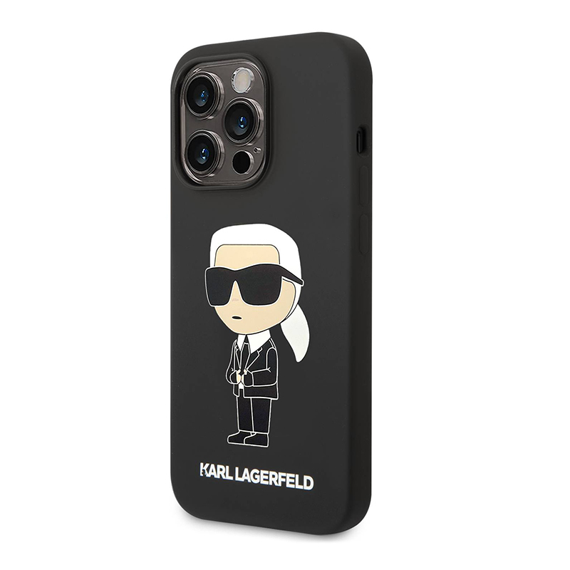 Iphone 14 Pro - Zastitna silikonska maska (futrola) Karl Lagerfeld NFT Ikonik Hard Case crna Full ORG (KLHCP14LSNIKBC) (MS)
