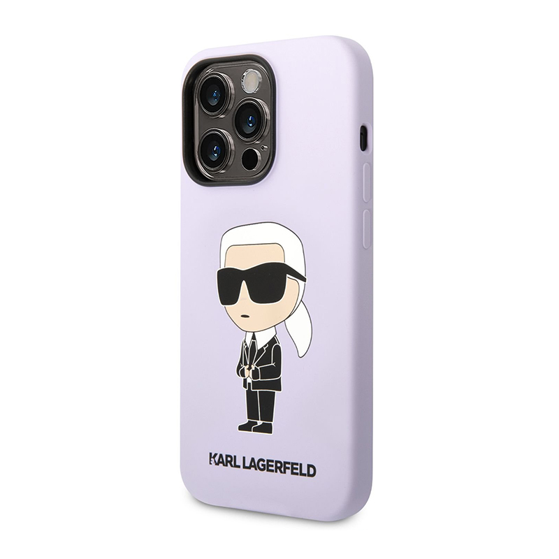 Iphone 14 Pro - Zastitna silikonska maska (futrola) Karl Lagerfeld NFT Ikonik Hard Case ljubicasta Full ORG (KLHCP14LSNIKBC) (MS)