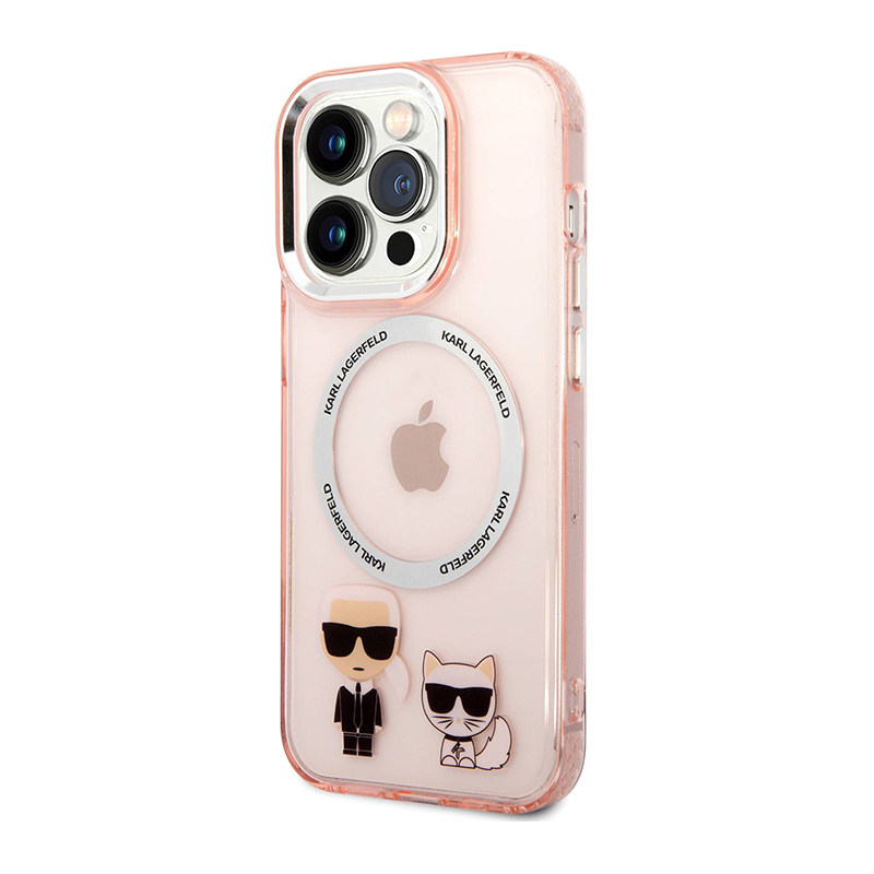 Iphone 14 Pro Max - Zastitna maska (futrola) Karl Lagerfeld Magsafe With Ring pink Full ORG (KLHMP14XHKCP) (MS)