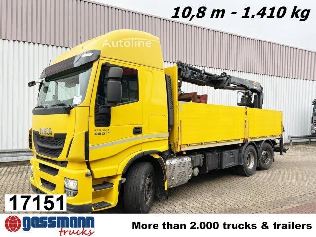 IVECO Stralis AS260SY48 6x2/4, Kran Palfinger PK18001L kamion s ravnom platformom