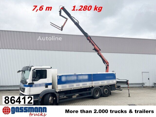 MAN TGM 26.340 6X2-4 LL, Lenk-/Liftachse, Heckkran kamion s ravnom platformom