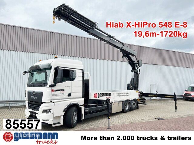 Novi MAN TGX 26.510 6x2-4 LL, Heckkran Hiab X-HiPro 548 kamion s ravnom platformom