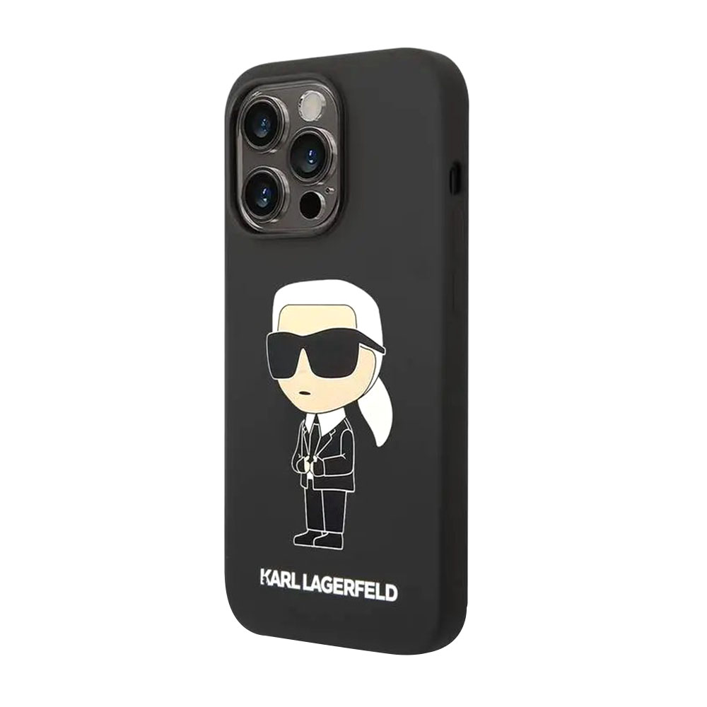 iPhone 15 Pro Max (6.7) - Zastitna maska (futrola) Karl Lagerfeld Liquid Silicone Case Ikonik Nft crna Full ORG (KLHCP15XSNIKBCK) (MS)