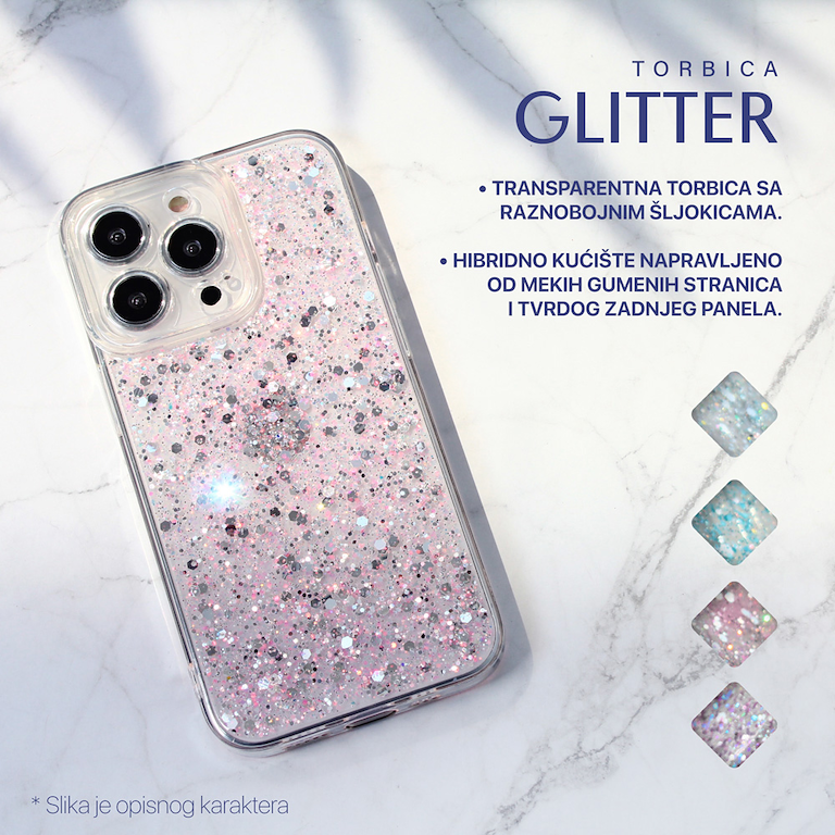 iPhone 15 Pro Max 6.7 - Zastitna maska (futrola) Glitter roze