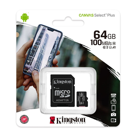 Memorijska kartica Kingston Select Plus Micro SD 64GB Class 10 UHS U1 100MB/s + SD adapter (MS)