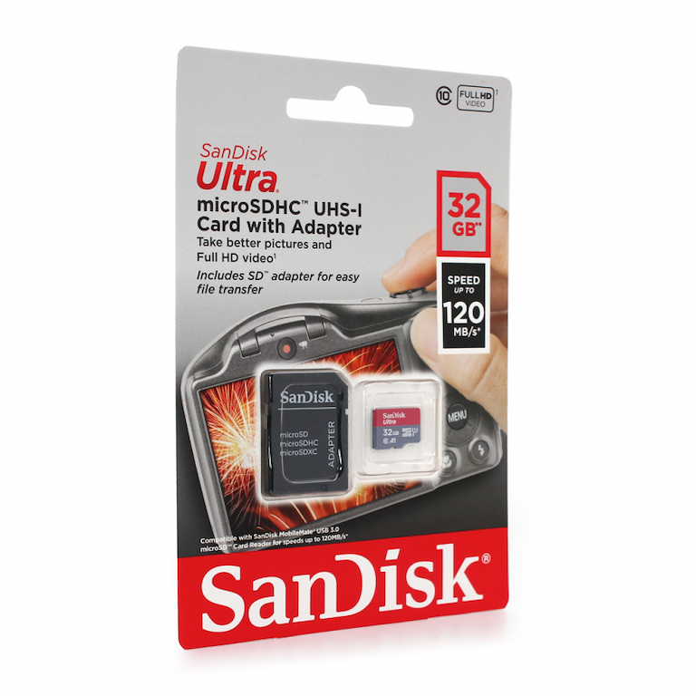 Memorijska Kartica SanDisk SDHC 32GB Ultra Mic.120MB/s A1Class10 UHS-I +Adap.