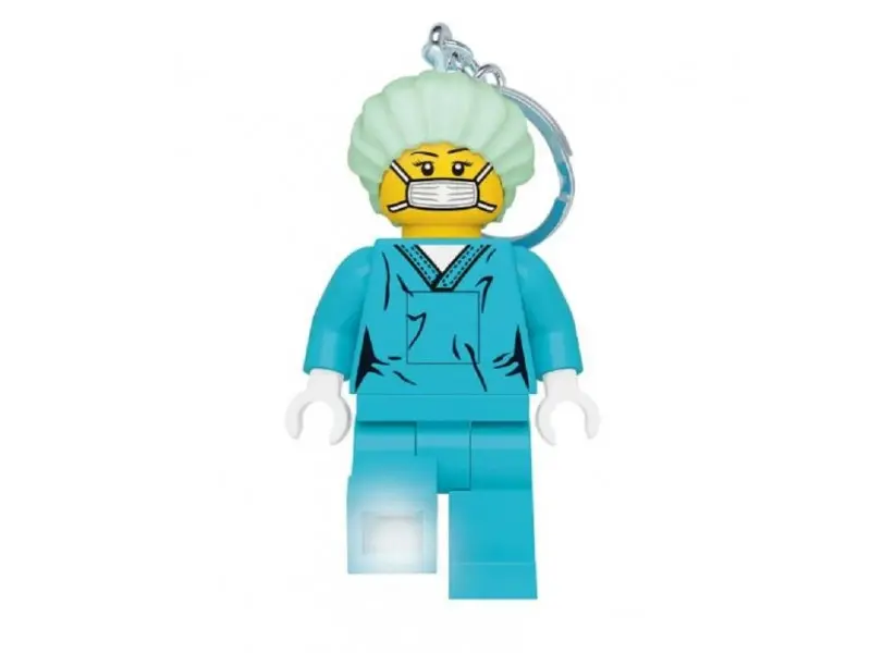 LEGO Classic Privezak za ključeve Hirurg, sa svetlom, 76 mm, metalni, Plavi
