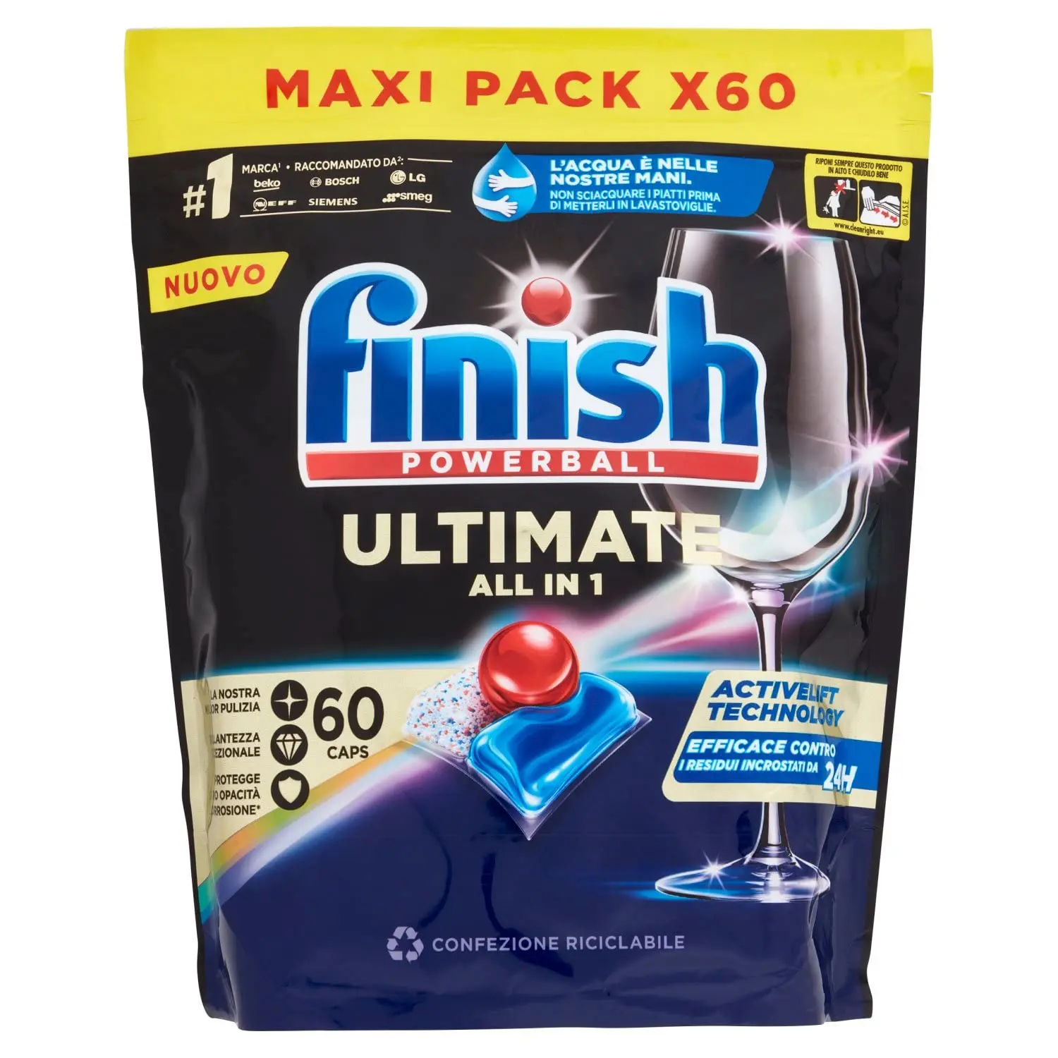 Finish Ultimate Powerball All in 1 Tablete za mašinsko pranje posuđa, 60 komada