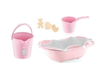 Babyjem Set Za Kupanje 5 Delova Pink (Kadica, Podloga, Sundjer, Bokal, Kofica)