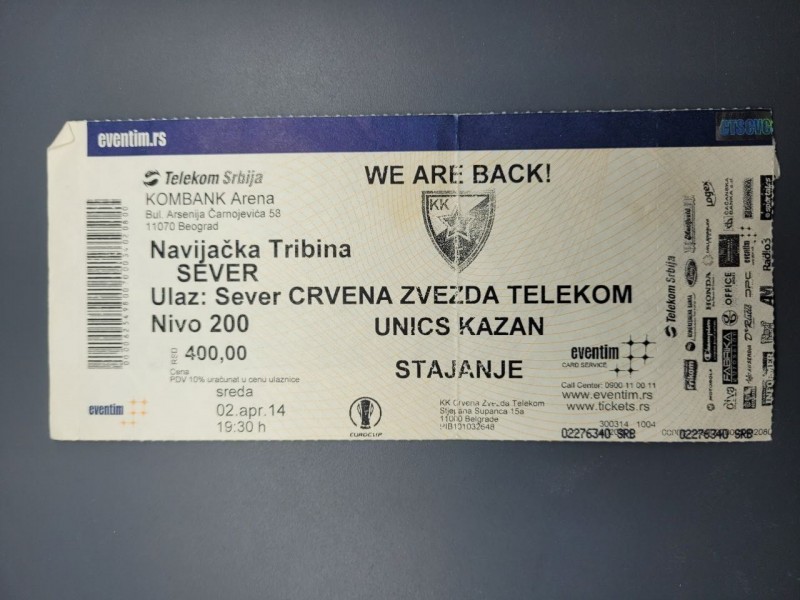 KK Crvena Zvezda - KK Unics Kazan 02.04.2014.