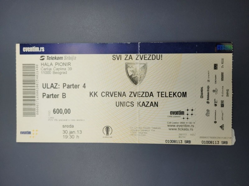 KK Crvena Zvezda - KK Unics Kazan 30.01.2013.