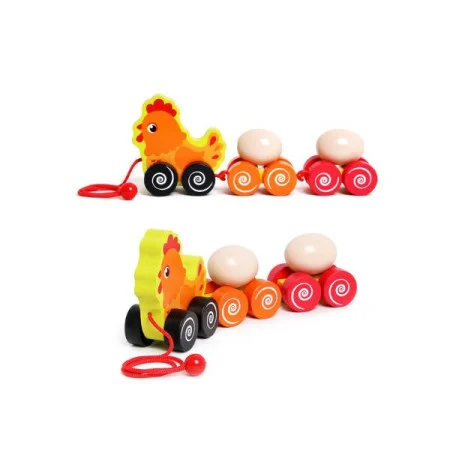 Drvena kokoška sa jajima - vozić za igru ( 11/38115 )