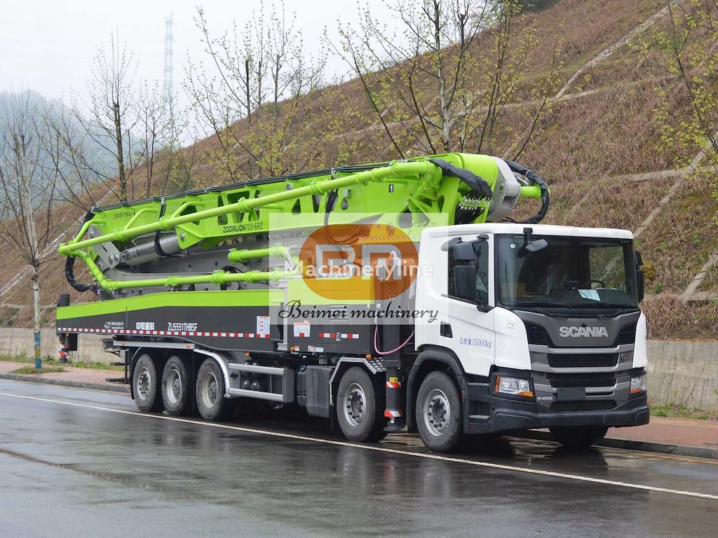 Nova Zoomlion Original Brand 70M na šasiji Scania 70M Concrete Pumping Trailer ZLJ5551THBSF 70X-6RZ on Scania pumpa za beton