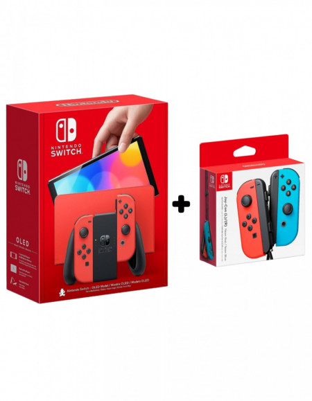 Konzola Nintendo Switch OLED - Mario Edition + Joy-Con pair Neon blue/Neon red