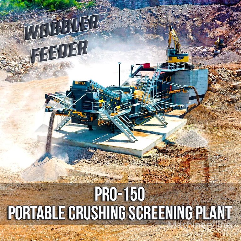 Novo FABO PRO-150 MOBILE CRUSHING SCREENING PLANT WITH WOBBLER FEEDER mobilna postrojenje za drobljenje