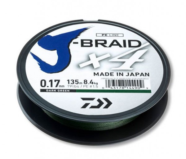 Upredena struna Daiwa J-Braid X4E 135m Dark Green