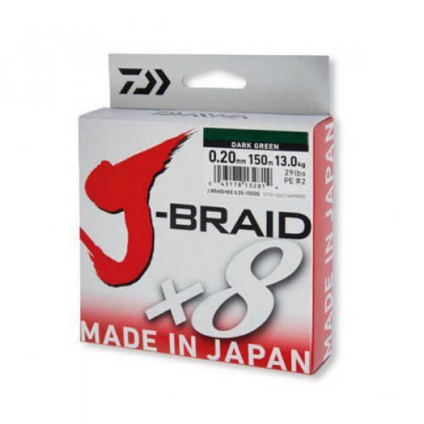 Upredena struna Daiwa J-braid X8E 150m Dark Green