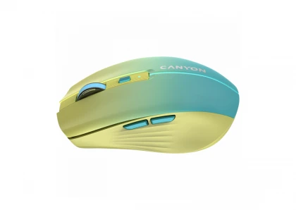 CANYON MW-44, 2 in 1 Wireless optical mouse with 8 buttons, DPI 800/1200/1600, 2 mode(BT/ 2.4GHz), 500mAh Lithium battery,7 single color LED light , Yellow-Blue(Gradient), cable length 0.8m, 102*6...