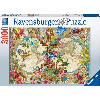 Ravensburger Ravensburger puzzle – 3000 delova - Mapa sveta, flora i fauna (RA17117)