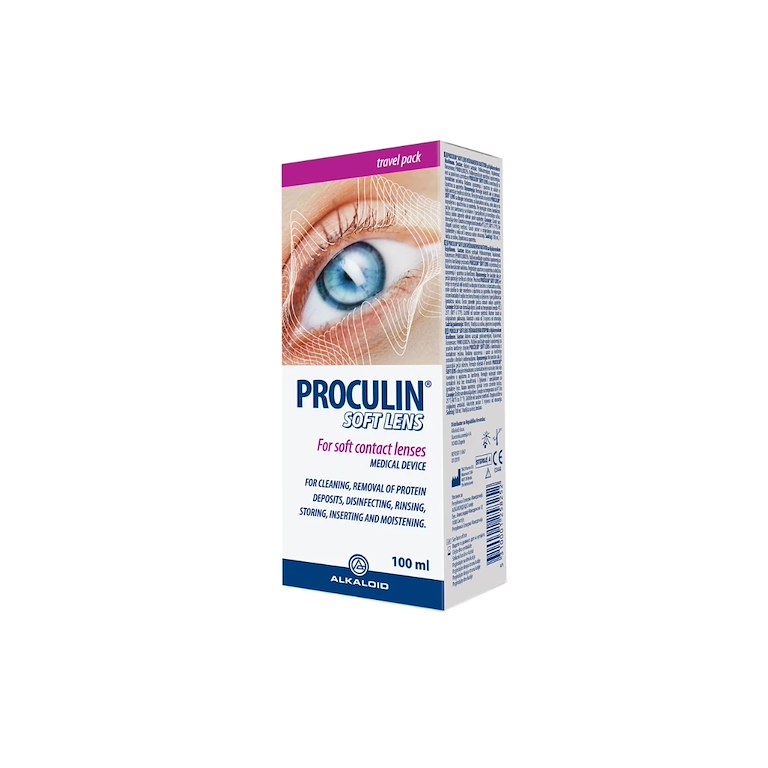 ALKALOID Proculin® Soft Lens 100 mL sa Antibakterijskom Kutijicom za Sočiva Putno Pakovanje Travel