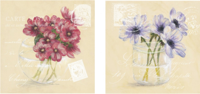Post and anemones, komplet od dve uramljene slike 30x30cm svaka