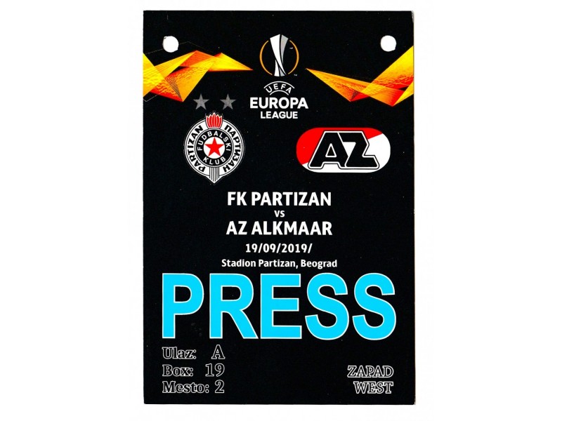 2019, PARTIZAN - AZ ALKMAR! PRESS akreditacija.