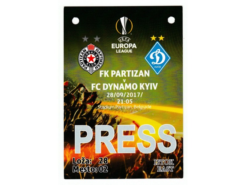 2017, PARTIZAN - DINAMO KIJEV! PRESS akreditacija.