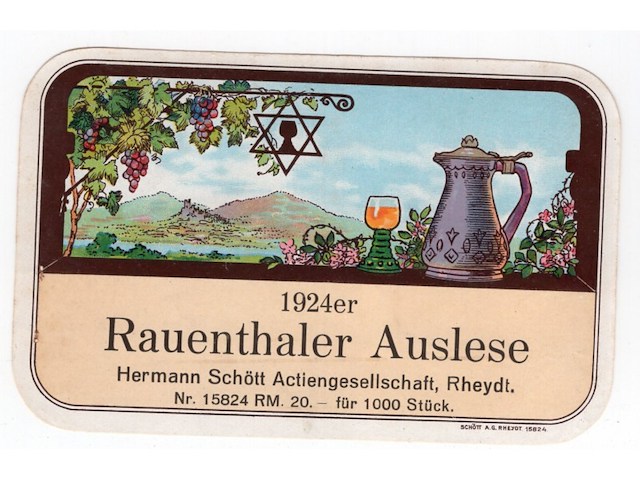 Etiketa za vinsku flašu : 1924er Rauenthaler auslese