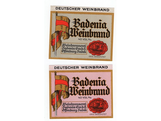 Etiketa za alkoholno piće : Badenia mit der Flagge, 3 k