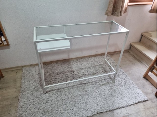 Ikea VITTSJO beli metalni sto sa staklenom površinom