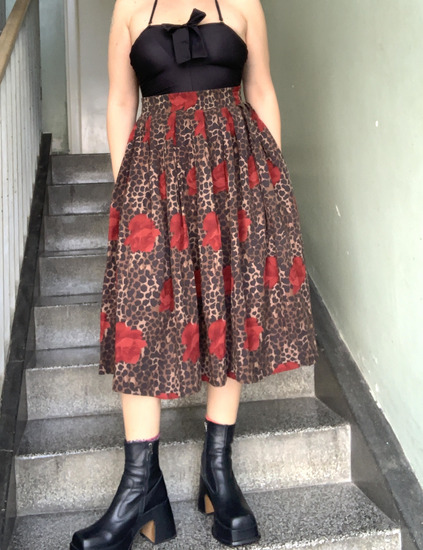 Animal floral midi suknja na gumu
