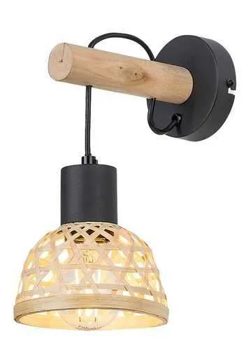 Zidna lampa Rattan E27 1x MAX 15 crna