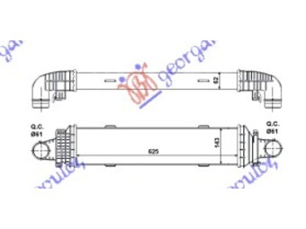 HLADNJAK INTERKULERA 2.1/3.0 CDi (62.5x143x62 MERCEDES CLS (W218) COUPE 10-14