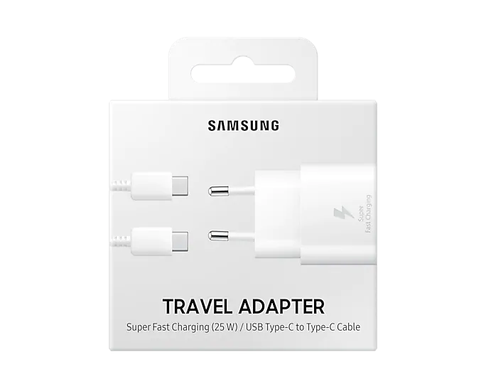 SAMSUNG Travel Adapter 25W Fast Charge USB-C to USB-C Bela
SAMSUNG Travel Adapter 25W Fast Charge USB-C to USB-C Bela