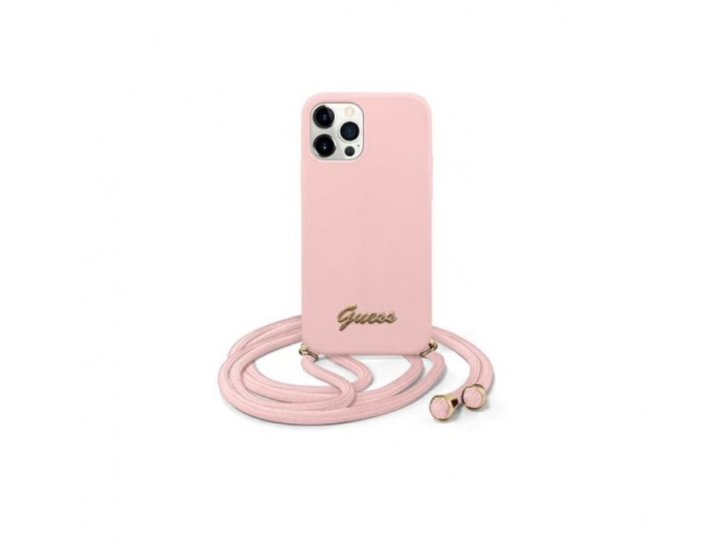 Guess Futrola Za IPhone 12/12 Pro Pink Metal Logo Cord
