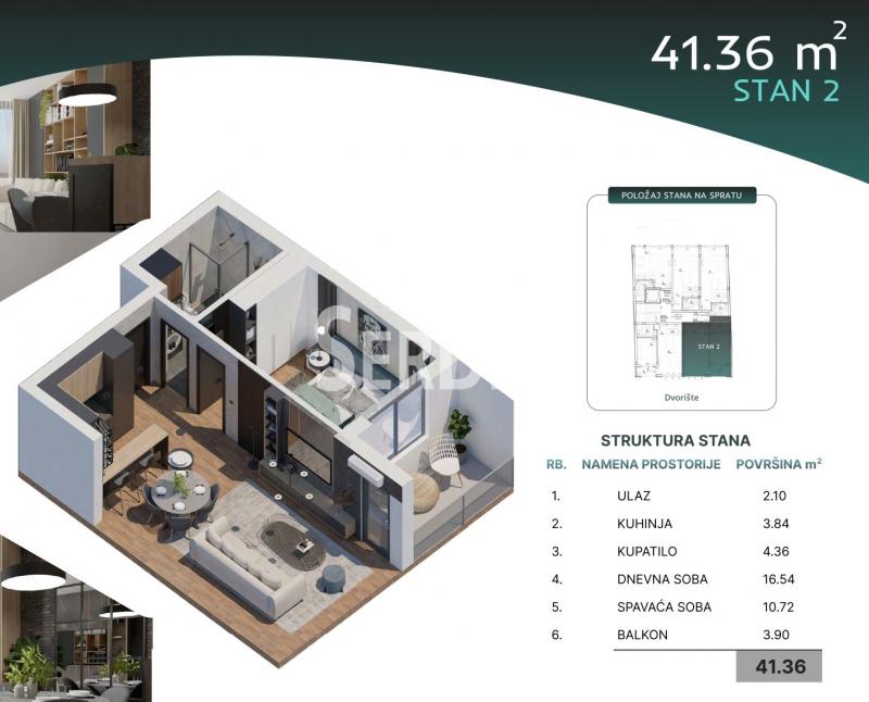 Nov moderan 1,5 stan 41m2 kod Sajma ID#1470 136.000 €