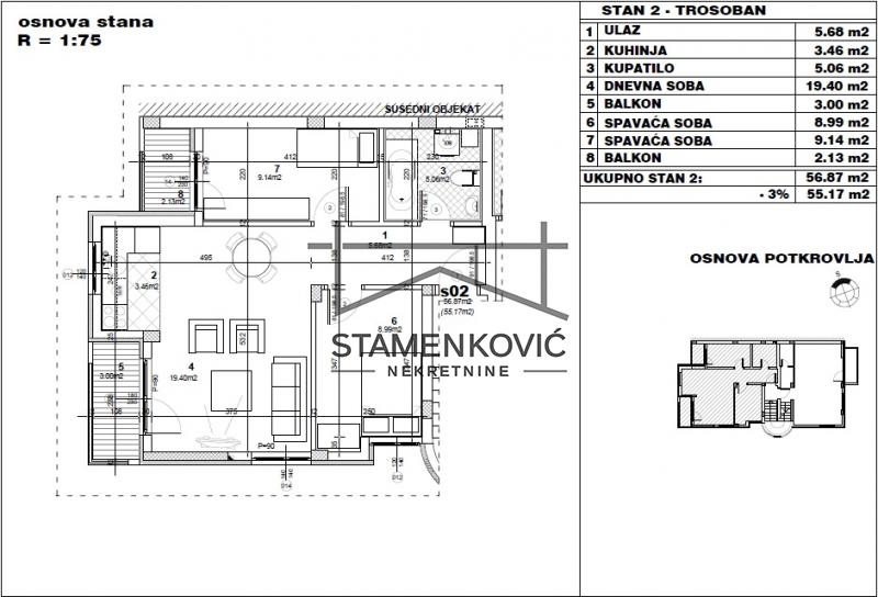 Nov trosoban stan u Veterniku ID#5907
96.650 €