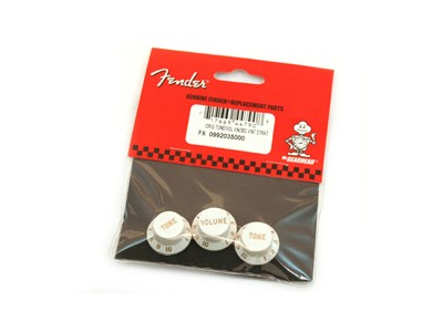 Fender PRIBOR Volume/Tone Knob Set. Strat. White. Set of 3